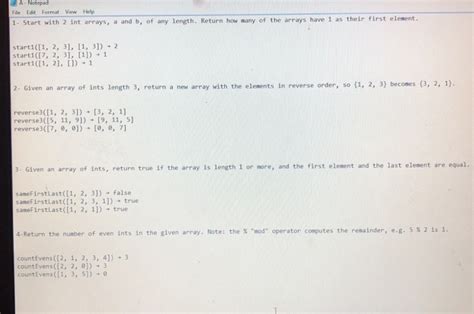 Solved A Notepad File Edit Format View Help Start With Int Chegg