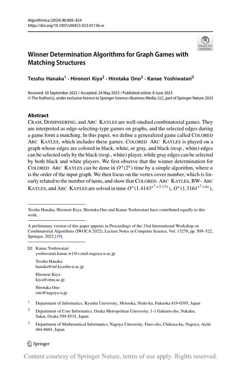 Winner Determination Algorithms For Graph Games With Matching Structures Request PDF