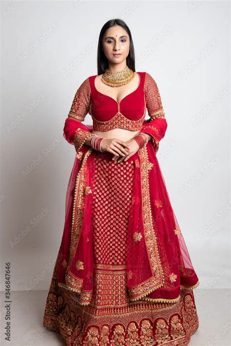 Beautiful Indian Bride Wearing Traditional Indian Bridal Dress Stock