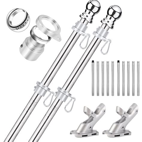 Bubblythe 2 Pack Flag Poles For House 6 Ft Flag Pole Kit With 2 No