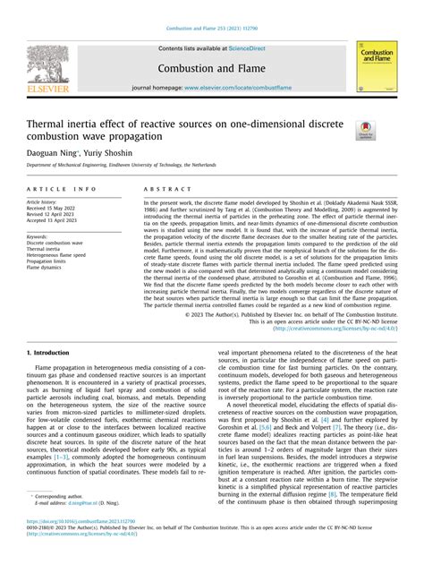 Pdf Thermal Inertia Effect Of Reactive Sources On One Dimensional Discrete Combustion Wave