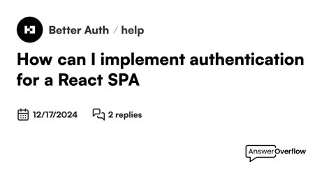 How Can I Implement Authentication For A React Spa Better Auth