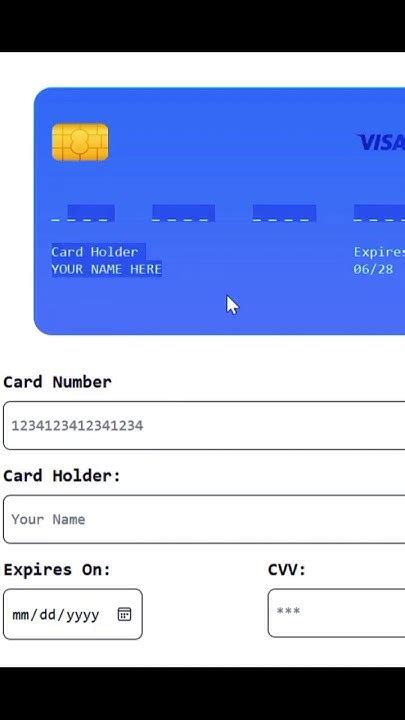Credit Card 💳 From Html Css Javascript Csstutorial Htmlforms