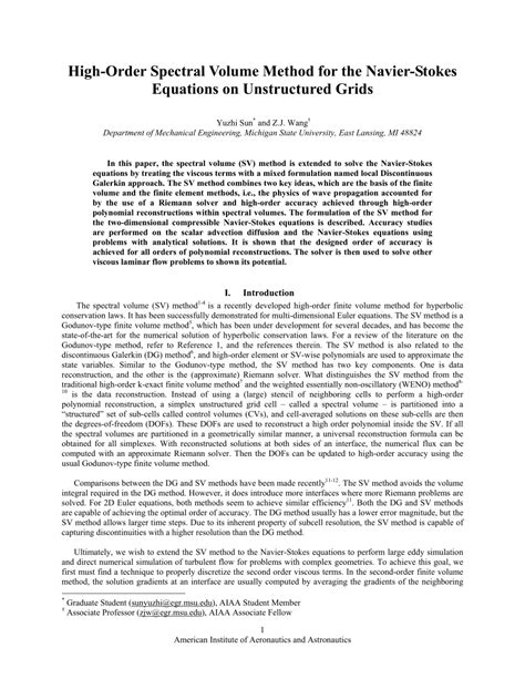 Pdf High Order Spectral Volume Method For The Navier Stokes Equations