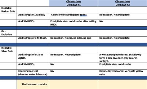 Solved 1 Give The Identity Of Both Your Anion Unknowns And Chegg Com
