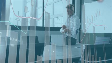 Premium Stock Video Animation Of Statistical Data Processing Over Thoughtful Caucasian Man