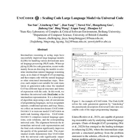 Unicoder Scaling Code Large Language Model Via Universal Code Acl