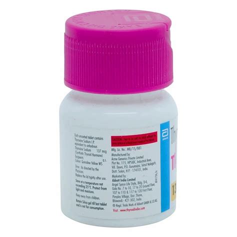 Thyronorm Levothyroxine Tablets 137mcg Bottle Of 120 At ₹ 240bottle