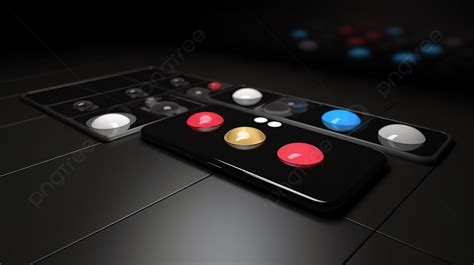 Next To A Mobile Device With White Screen And Black Background 3d Rendered Application Buttons