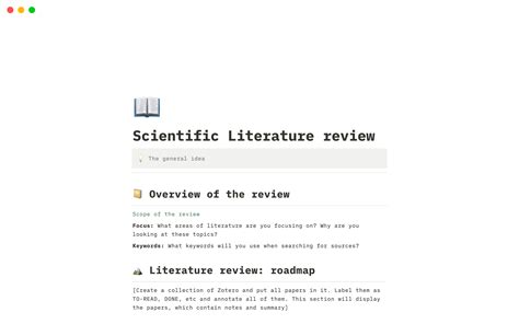 Scientific Literature Review Template Notion Marketplace