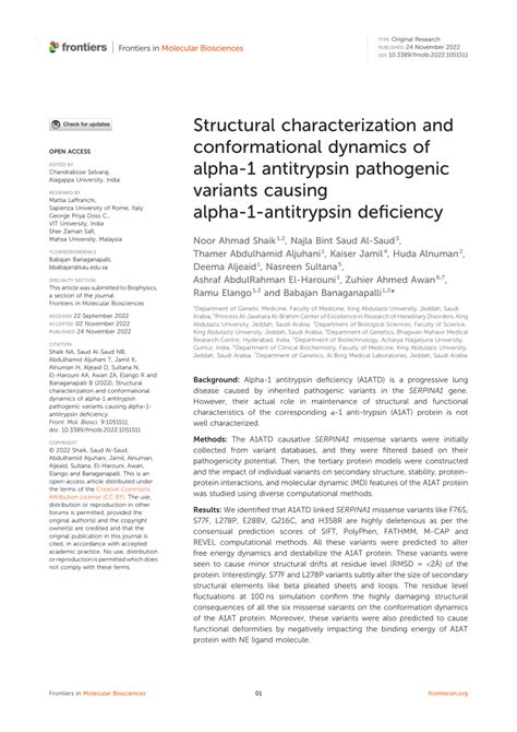 Pdf Structural Characterization And Conformational Dynamics Of Alpha 1 Antitrypsin Pathogenic