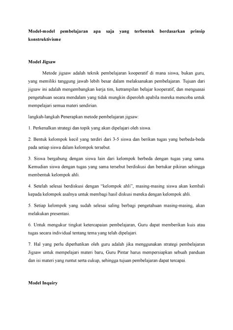 Ruang Kolaborasi PPD Pemahaman Peserta Didik Model Model Pembelajaran Apa Saja Yang