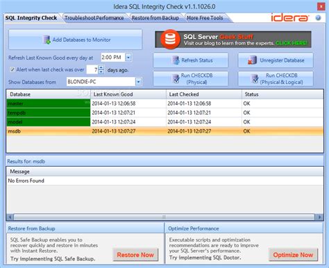 Idera SQL Integrity Check Download Free Windows 1 1 1026 0 Softpedia