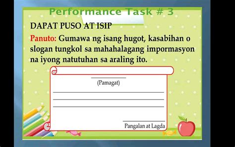 Performance Task DAPAT PUSO AT ISIP Panuto StudyX