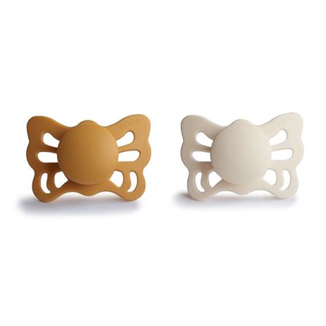 Frigg Butterfly Anatomical Silicone Pack Pacifiers Honey Gold Cream Size