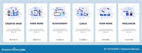 Mobile App Onboarding Screens Business Management Teamwork Lunch