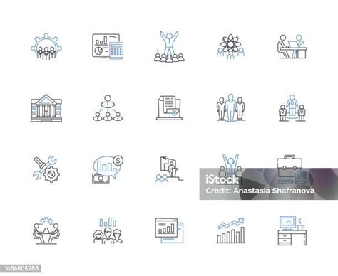 인력 에이전시 라인 아이콘 컬렉션입니다 채용 고용 고용 배치 후보자 이력서 인터뷰 벡터 및 선형 그림 직업 직원 기관 개요