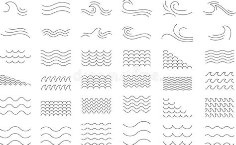 Water Wave Sea Wave Wavy Line Set Line Water Waves Icon Sign Vector Zigzag Line Stock