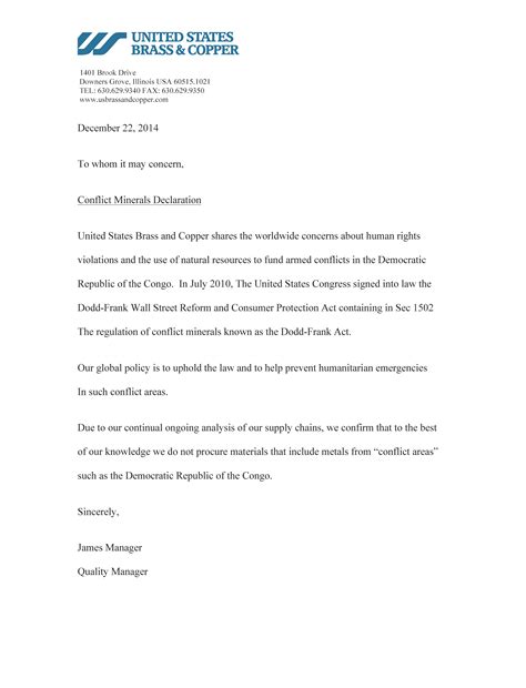 Conflictdeclarationa Us Brass And Copper Us Brass And Copper