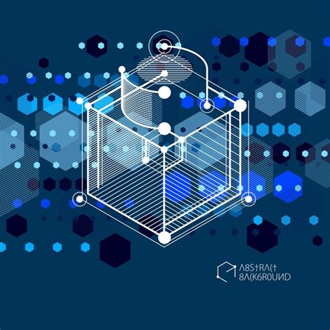 Premium Vector Isometric Abstract Dark Blue Background With Linear Dimensional Cube Shapes