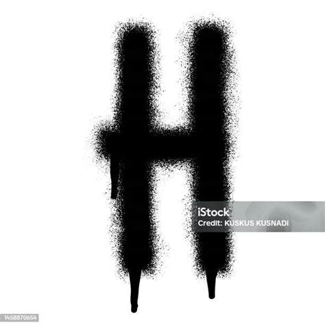 낙서 글꼴 알파벳 H와 검은 스프레이 페인트 벡터 그림입니다 스프레이 페인트에 대한 스톡 벡터 아트 및 기타 이미지 스프레이