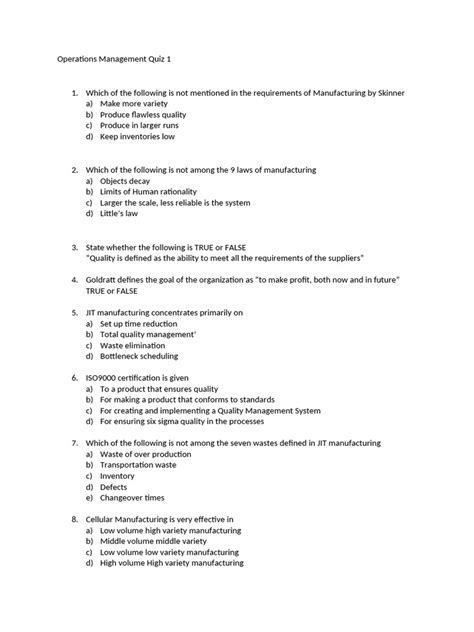 operations management quiz 1 2021 pdf