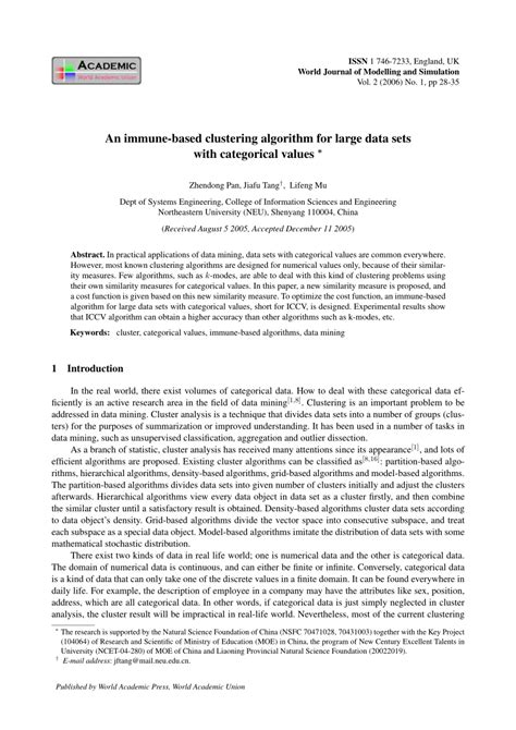 Pdf An Immune Based Clustering Algorithm For Large Data Sets With Categorical Values