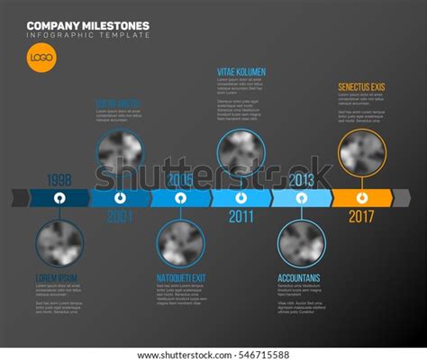 Векторная инфографика компании вехи Хронология Шаблон с заполнителями круга на синей временной