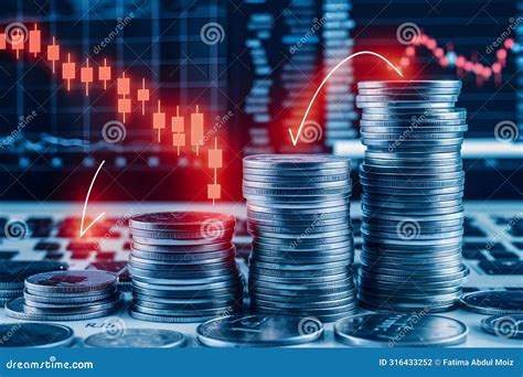 Declining Stacked Coins Graph Cartoon Vector 65616767