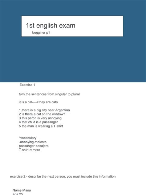 Begginer 1st English Exam Case 2 Pdf