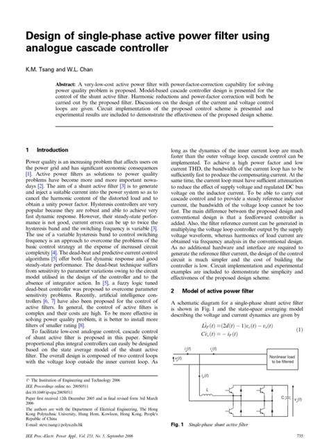 Design Of Single Phase Active Power Filter Using Analogue Cascade