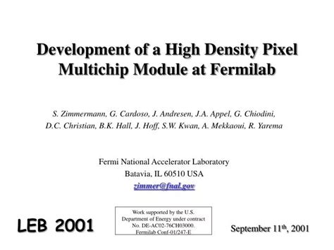 Ppt Development Of A High Density Pixel Multichip Module At Fermilab Powerpoint Presentation