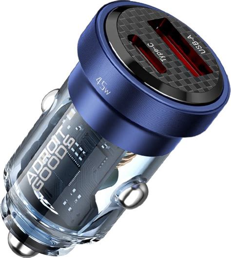 AdroitGoods USB Autolader Voor Mobiele Telefoons Dubbele USB Snellader Type C Bol