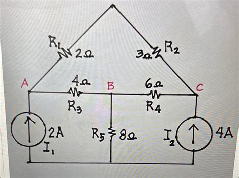 solved solve for the voltages at a b c using 4 decimal