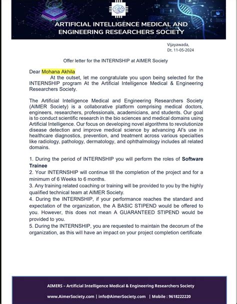 Mohana Akhila On Linkedin Internship Aimerssociety Careergrowth