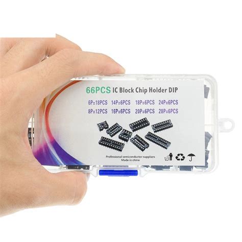 66pcs 8 Values Dip Ic Socket Ic Chip Seat Adaptor 6p 28p Solder Type Socket Kit
