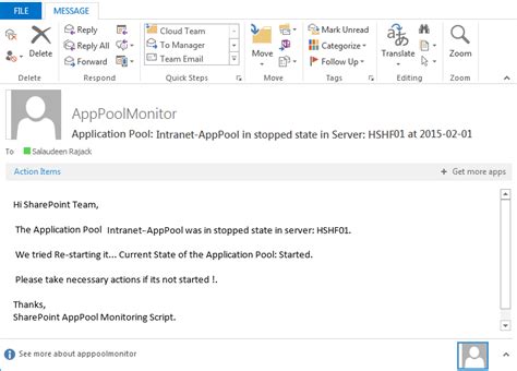 Application Pool Monitoring For Sharepoint Using Powershell Script