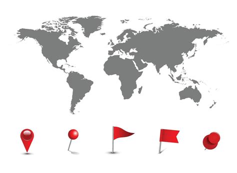 world map with pin pointer location flag on white 45742878 vector art
