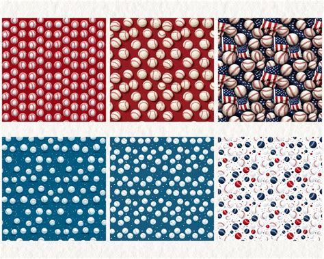Softball Pattern Seamless Digital Papers Tile Patterns Printable