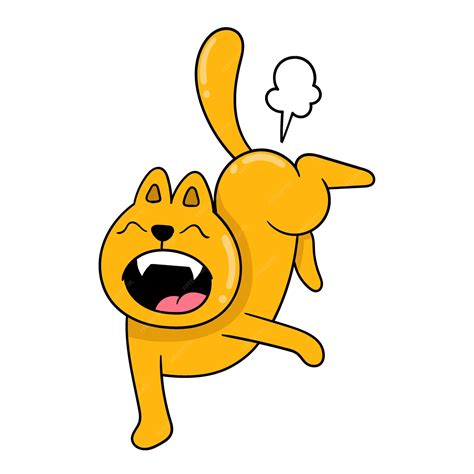 Premium Vector The Yellow Cat Is Screaming Doodle Icon Image Kawaii