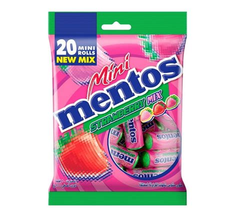 Buy Mentos Mini Strawberry Mix Chewy Candy Rolls 20 Pack In Bulk