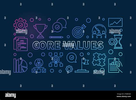 Vector Core Values Horizontal Concept Colorful Outline Illustration On
