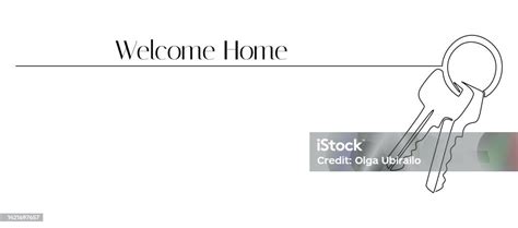 집 열쇠의 연속 선 그리기 하나 간단한 선형 스타일의 부동산 및 암호 및 보안 개념 편집 가능한 스트로크 낙서 벡터 일러스트