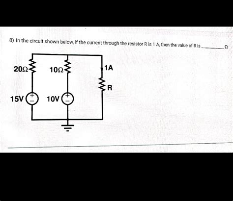 8 In The Circuit Shown Below If The Current Through The Resistor R Is 1 A Then The Value Of R