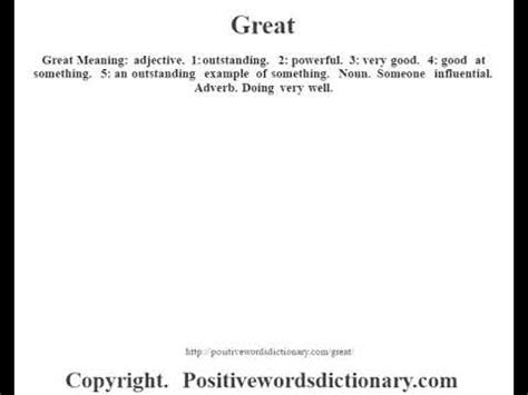 Great Definition Great Meaning Youtube