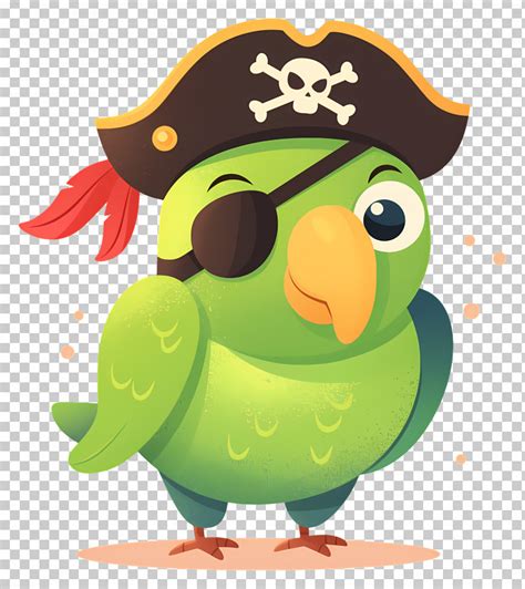 Pirate Parrot Green Cartoon Pirate Parrot With Eye Patch Png Clipart