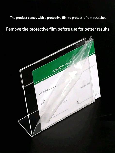 رف عرض لافتة أكريليك شفافة قطعة واحدة ، ملصق عرض سعر منتج مكتبي 10سم
