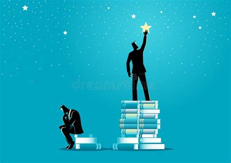 Businessman Reach Out For The Stars By Using Books As The Platform
