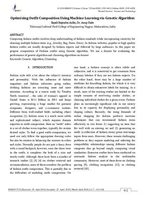 Pdf Optimizing Outfit Composition Using Machine Learning Via Genetic Algorithm