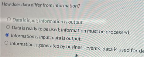 solved how does dhow does data differ from informationdata